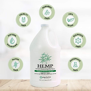 Ginger Lily Farms Botanicals HEMP Herbal Moisturizing Shampoo, Enriched with 100% Pure Natural Hemp Seed Oil, 100% Vegan & Cruelty-Free, 1 Gallon Refill