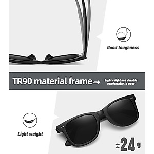 MEETSUN Polarized Sunglasses for Men Women Classic Retro Square Driving Sun Glasses UV400 Protection Matte Black