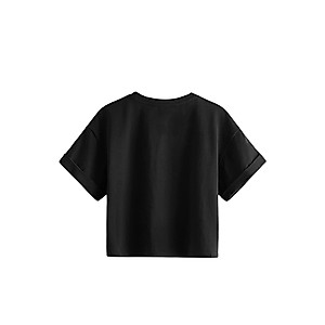 SOLY HUX Girl's Summer Letter Graphic Print Crop Tops Casual Short Sleeve T Shirt Tee Black 11-12Y