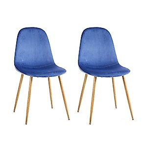 Urban Shop Velvet Dining Chair, Set of 2, Blue