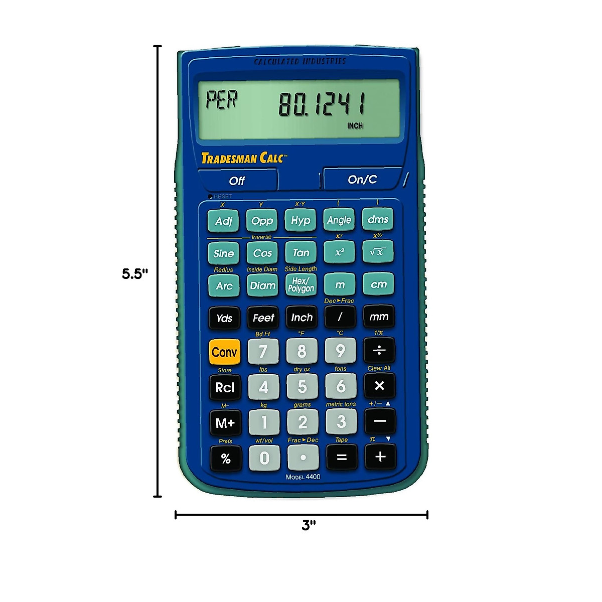 Calculated Industries 4400 TradesmanCalc Technical Trades Dimensional Trigonometry and Geometry Math and Conversion Calculator Tool for Tech Students, Welders, Metal Fabricators, Engineers, Draftsmen