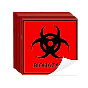 Biohazard Stickers Sign - 20 Pcs 4.5"x 4.5" Waterproof Biohazard Warning Labels Used by Hospitals and Industrial