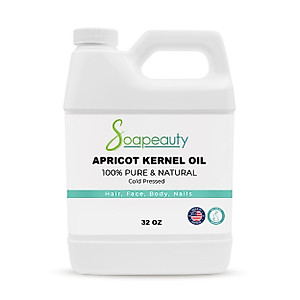 Soapeauty Apricot Kernel Oil Cold Pressed 100% Pure Natural Apricot Oil for Skin, Face, Hair Carrier for Essential Oils, Massage | 32 OZ