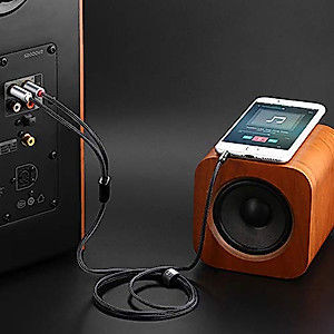 DUKABEL RCA to 3.5mm, 3.5mm to RCA Cable 2-Male RCA to AUX Cable Braided 1/8 to RCA Stereo Cable RCA Cable [24k Gold-Plated & Double-Shielded] -Top Series(4ft/1.2m)