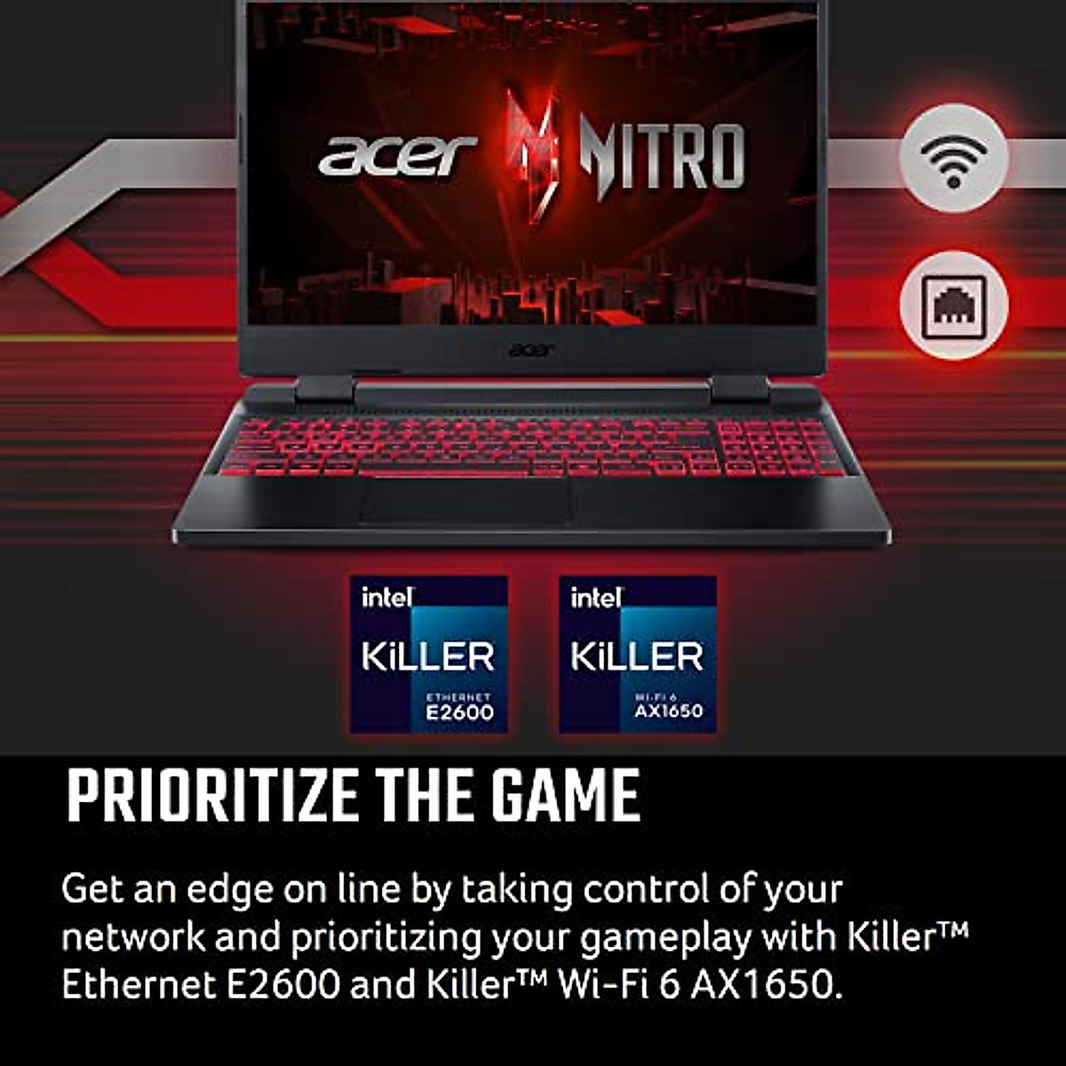 Acer Nitro 5 AN515-58-525P Gaming Laptop | Intel Core i5-12500H | NVIDIA GeForce RTX 3050 Laptop GPU | 15.6" FHD 144Hz IPS Display | 8GB DDR4 | 512GB PCIe Gen 4 SSD | Killer Wi-Fi 6 | Backlit Keyboard