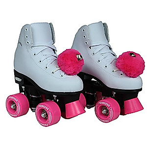 Epic Skates Pink Princess Girls Quad Roller Skates, White, Youth 3,PnkPncs03