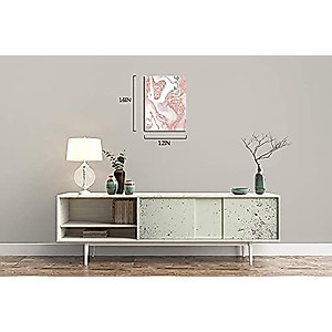 Canvas Wall Art Canvas Prints Wall Decor Posters Artworks Framed Ready To Hang For Home Bedroom Living Room Home Decoration 12"x16"Inch Modern Rose Gold Glitter Coral Gray Pastel Marble