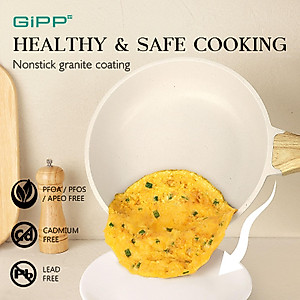 GiPP 21Psc Pots and Pans Set Non Stick - White Granite Kitchen Cookware Sets Nonstick Induction Cookware Non-toxic Cooking Pan Set with Silicone Utensils, PFOS and PFOA Free