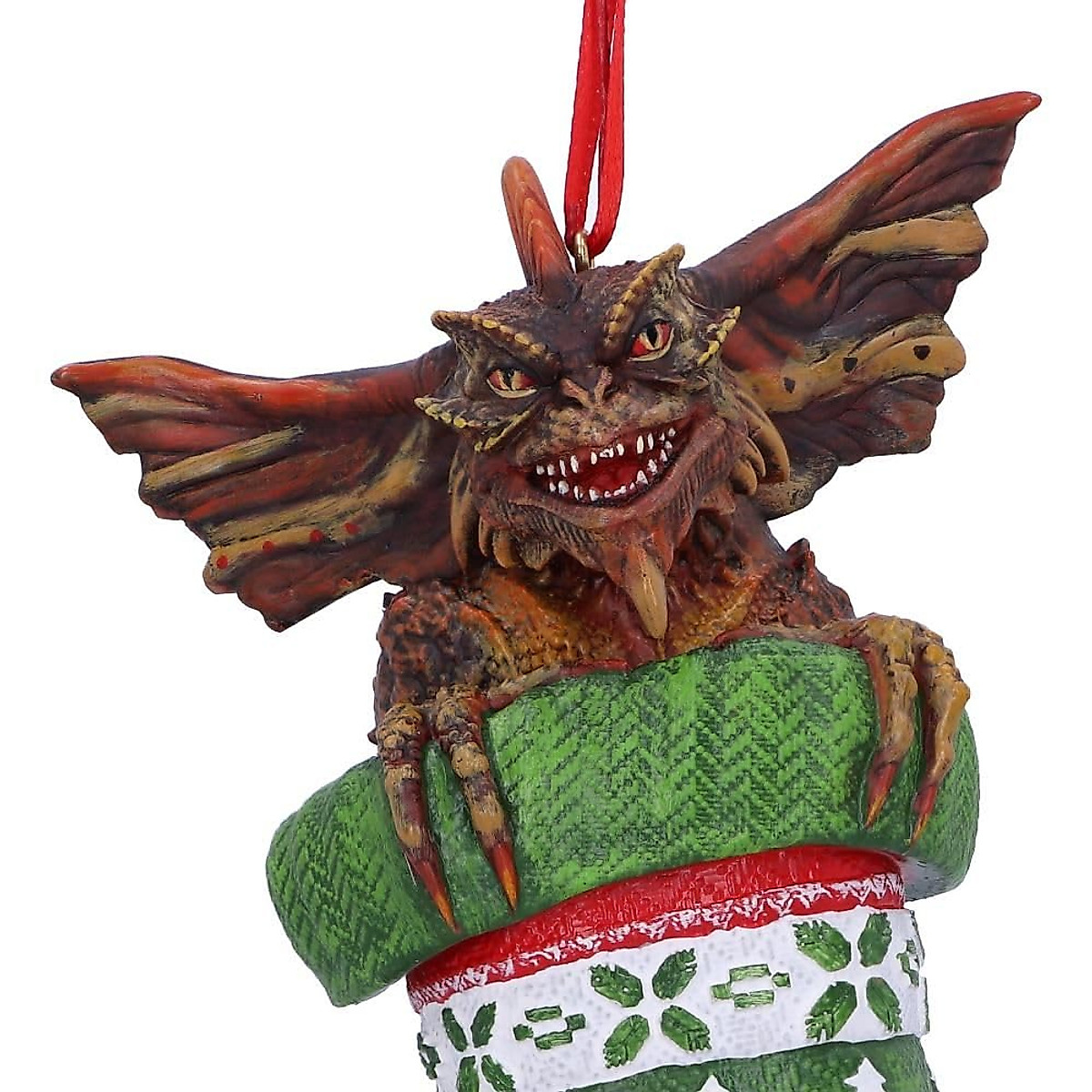 Nemesis Now Gremlins Mohawk in Stocking Hanging Festive Decorative Ornament 12cm, Resin, Green, Officially Licensed Harry Potter Merchandise, Cast in The Finest Resin, Expertly Hand-Painted
