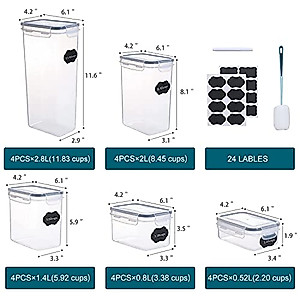 OFODE Airtight Food Storage Containers 20 Pices BPA Free Plastic Kitchen Pantry Organization and Storage for Sugar Flour Snack Cereal with Fliplock Lids Include Labels Freezer and Dishwasher Safe