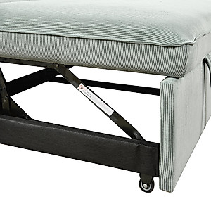 Familymill 78'' Modern Corduroy Fabric Convertible Sleeper Sofa Bed, 3-in-1 Pull Out Couch Bed with Reclining Backrest for Living Room/Apartment/Office (Light Green)