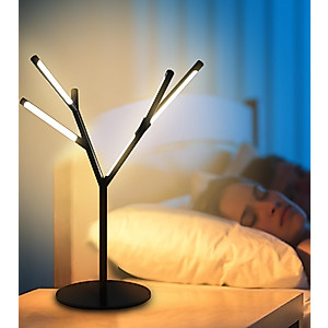 Q&S Bedside Table Lamp,Modern LED Black Table Lamp Mid Century Industrial Side Table Lamp for Living Room Bedroom Office Desk