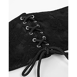 Scarlet Darkness Women's Elastic Corset Waist Cincher Belt Lace Renaissance Pirate Belts Black M