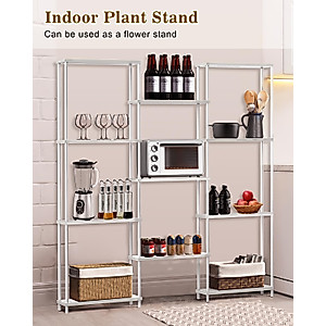 MOOACE 4 Tier Bookshelf, Industrial Style Bookcases with 11 Open Display Shelves, Open Large Storage Bookshelves Shelving with Anti-Falling Device for Bedroom,Living Room, Office Display Cabinet White