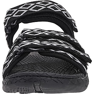 WHITIN Women's Hiking Sandals with Arch Support Orthopedic Size 9 Sport Sandals Traps with Adjustable Hooks Resistant Outdoor Soft BlackWhite 39