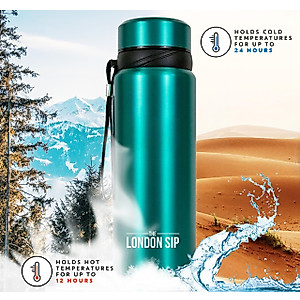 Here & Now Supply Co. 25 oz Multi-Function Travel Mug and Tumbler | Tea Infuser Water Bottle | Fruit Infused Flask | Hot & Cold Double Wall Stainless Steel Coffee Thermos (Celestial Blue)