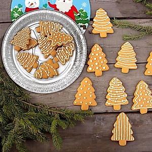 WorldBazaar Christmas Aluminum Food Containers with Lids 36PCS Christmas Disposable Lefover Containers Round Holiday Foil Tins Food Storage Pan Christmas Party Supplies