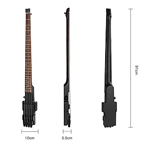 Travel Bass Guitar Electric, Headless Electric Bass Guitar 4 Strings with Gigbag & Truss Road