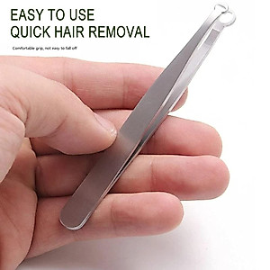 Universal Nose Hair Trimming Tweezers,Stainless steel Long Tweezers,Round Head Grooming Scissor Eyebrow Clippers Trimmer for Brow, Nasal