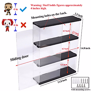 DuvinDD Acrylic Display Case Wall Mounted Funko POP Shelves, Clear Collectibles Showcase Display Cabinet with Sliding Door for Lego Figure Dustproof Storage Box Black(11.8x3.3x14.8inch)