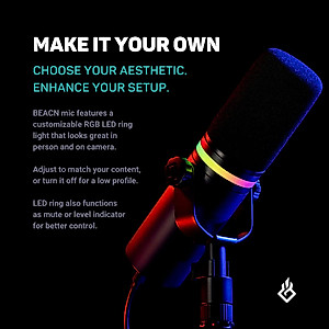 BEACN Dark Dynamic USB Mic for PC | Professional Microphone for Podcast, Gaming Mic, Streaming Mic | Studio-Quality Desk Mic for YouTube, Twitch, and Recording | Microphone for PC, Gaming & Streaming