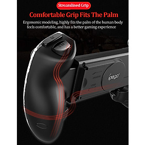 ipega-PG-9083B Wireless 5.0 Smart PUBG Mobile Game Controller Retractable Game Gamepad for iOS(iOS 11-13.3)/Android Mobile Smartphone Tablet (Red-Blue)