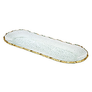 Godinger Harper Oval Serving Tray Platter - Gold Trimmed