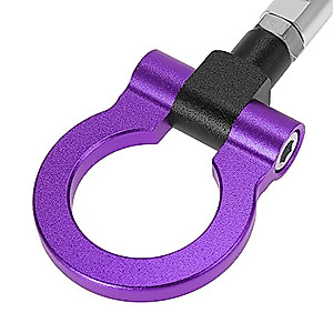 X AUTOHAUX Purple Aluminum Alloy Front Bumper Trailer Ring Eye Towing Tow Hook Screw for Subaru Impreza WRX BRZ