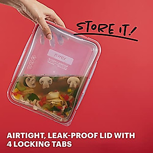 Pyrex Freshlock 8-Pieces Mixed Sized Glass Food Storage Containers Set, Airtight & Leakproof Locking Lids, Freezer Dishwasher Microwave Safe