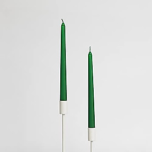 CANDWAX 10 inch Taper Candle Sticks Long Burning Set of 12 - Dripless Dinner Candles for Table Look Like Matte Metallic Candles and are Ideal for Any Occasion - Green Metallic Candles