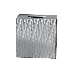 Grey Resin Bath Accessory Set for Vanity Countertops, 8pc Luxury Ensemble-Cotton Swab, Dish, Toothbrush Holder,Tumbler,soap Pump, Waste Basket, Tissue Box, Tray, Grey Resin