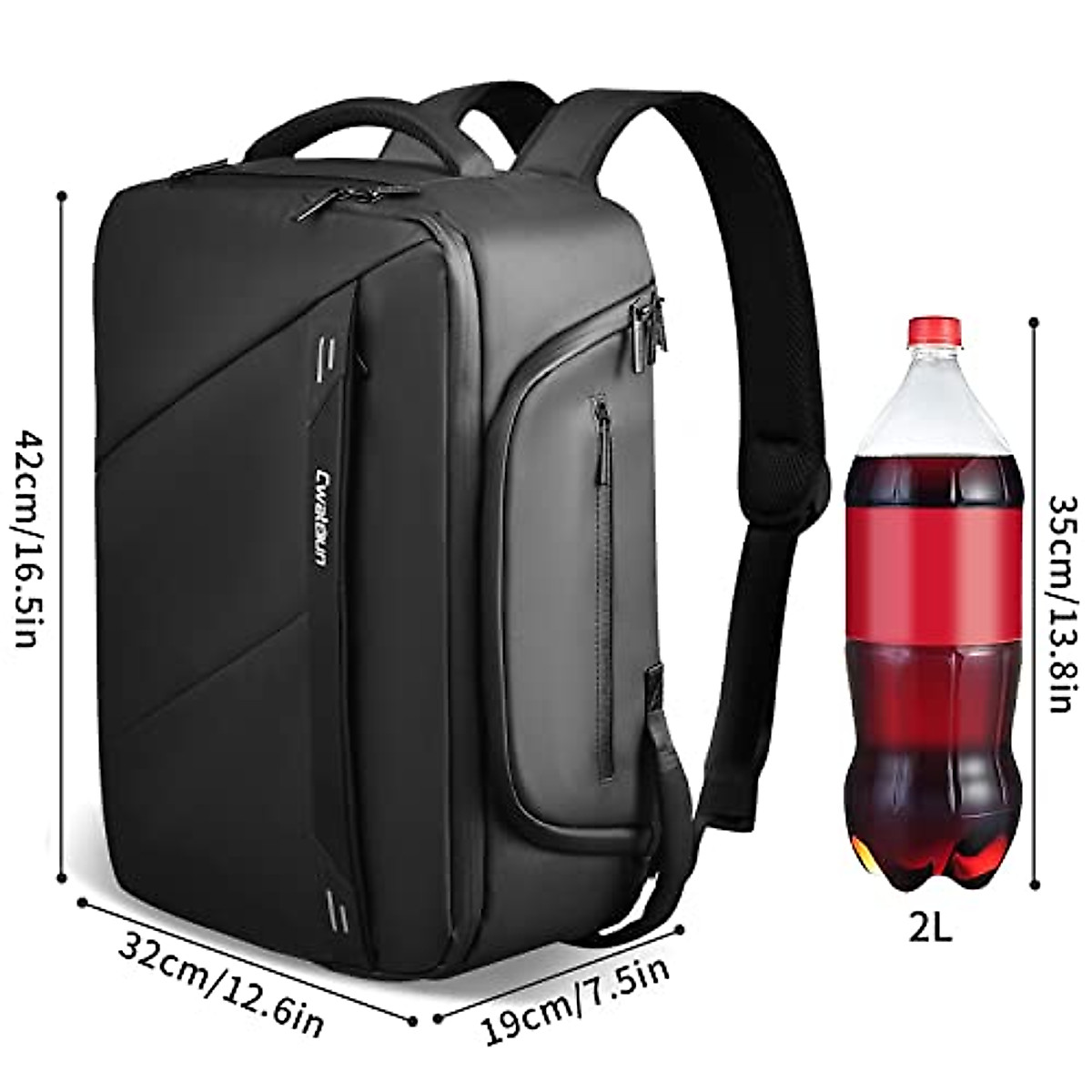 Cwatcun Professional Camera Backpack - Waterproof DSLR/SLR/Mirrorless Camera Case - Compatible with Sony, Canon, Nikon - Ipad, 15.6in Laptop, Tripod Accessories - Black