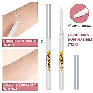 KAIQIKAIXI 5Pcs White Eyeliner Pen, Eyebrow Pen,Eye Shadow Pencil, Lip Line Pen, Eyelid Pad, Pencil Makeup Set Tool