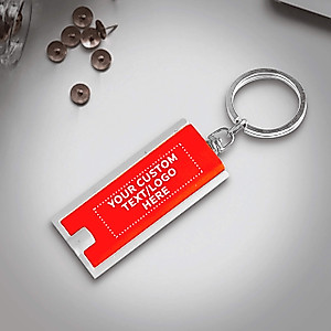 DISCOUNT PROMOS 100 Flashlight Keychains Pack - Customizable Text, Logo - Rectangle, Plastic - Red