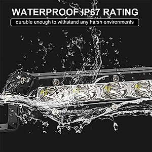 12 Inch Single Row Led Light Bar - BEAMCORN Ultra-Slim [14in w/Bracket] 80W 10000LM Combo Spot Flood Light for Offroad Trucks ATV UTV SUV Boat Waterproof