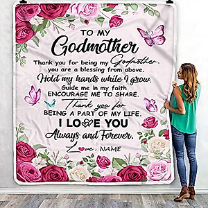 TeesNow Personalized to My Godmother Blanket from Goddaughter Godson Thank You for Being My Godmother Mothers Day Birthday Christmas Customized Fleece Throw Blanket (30 x 40 Inches - Baby Size)