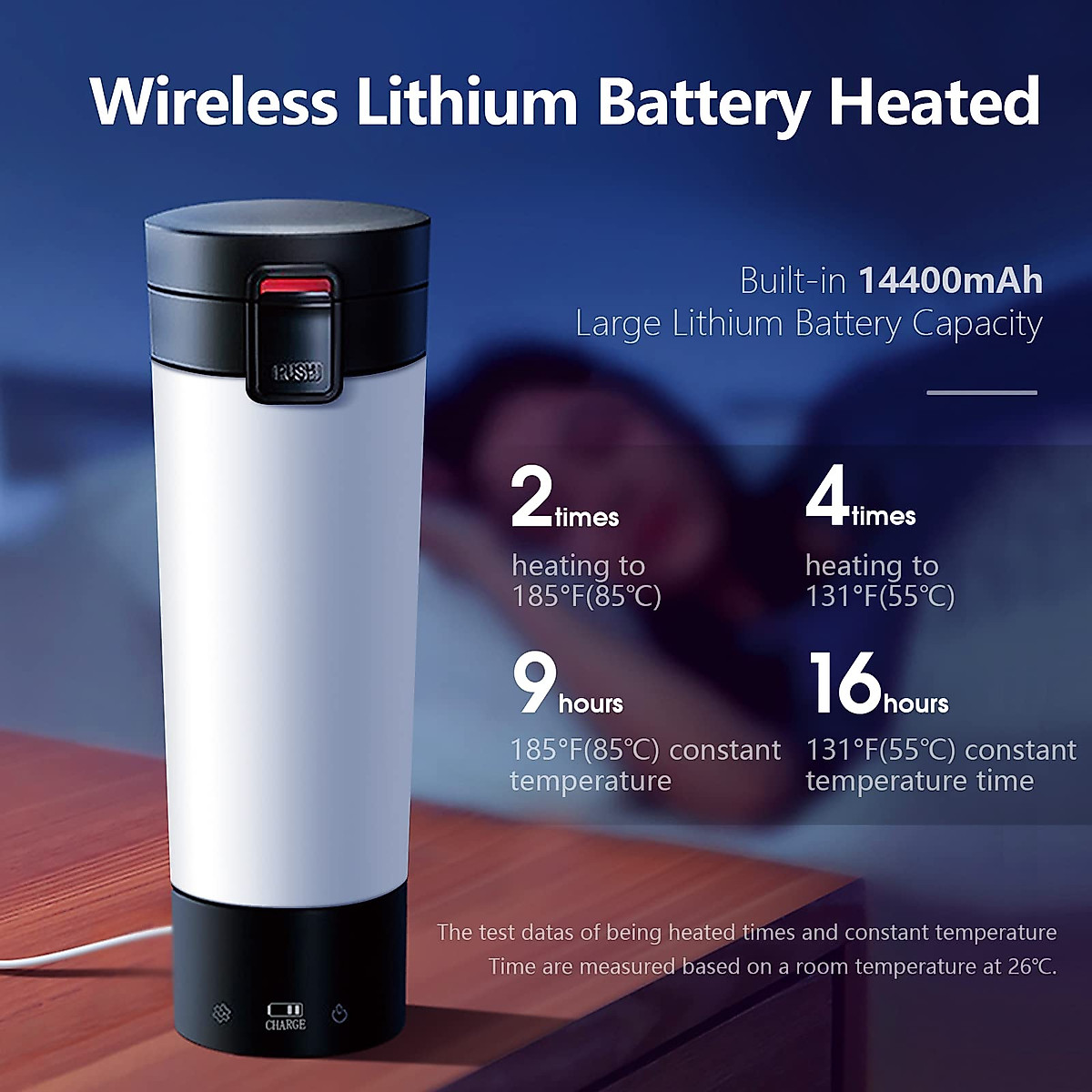 FUTURELAB Temperature Control Coffee Mug, Multi-Functional Travel Mug with 14400mah Power Bank, Vacuum Insulated Hot Beverage Warmer, 10OZ (White)