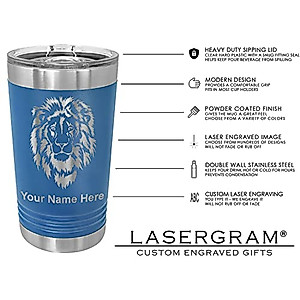 LaserGram 16oz Vacuum Insulated Pint Tumbler, Alien Head, Personalized Engraving Included (Dark Blue)