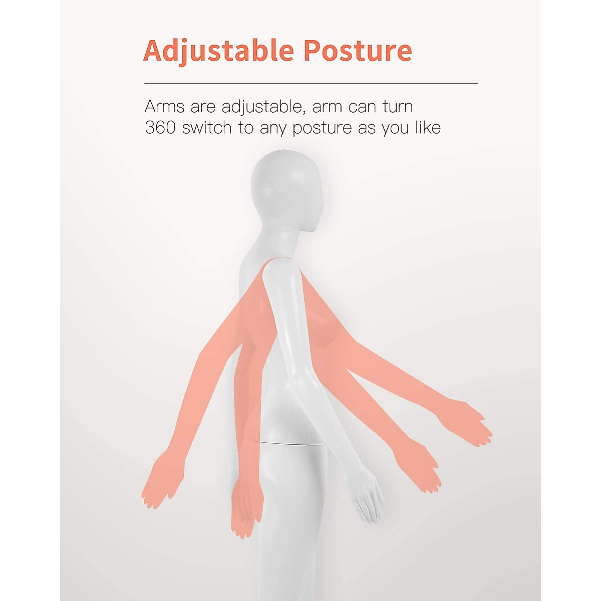 Female Mannequin Torso Manikin Dress Form 69" Realistic Full Body Mannequin Display Head Turns with Metal Base Plastic Adult Woman Adjustable Detachable Poseable Mannequin Model Mannequin Stand, White