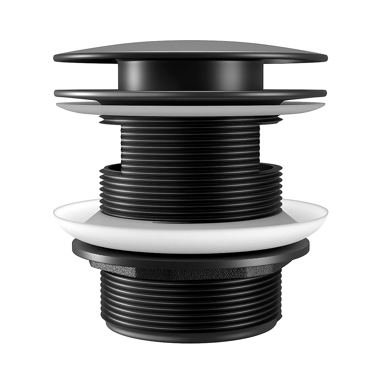 EXAKEY Freestanding Tub Drain with Removable Pop-up Free Standing Bathtub Drain Stopper Upgraded Stand Alone Tub Drain Basket for Soaking Anti-rust and Watertight Matte Black