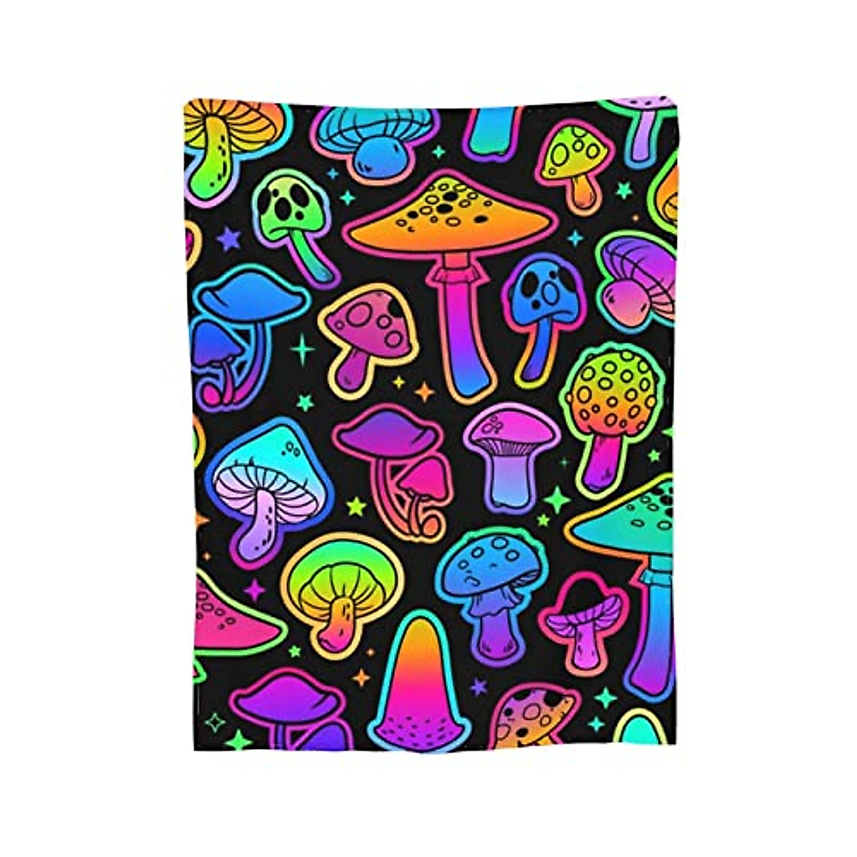 Trippy Mushroom Throw Blanket Soft Fleece Flannel Throws for Room Couch Bed Sofa Car