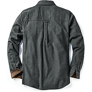 CQR Men's All Cotton Flannel Shirt, Long Sleeve Casual Button Up Plaid Shirt, Brushed Soft Outdoor Shirts, Solid Grey, X-Large