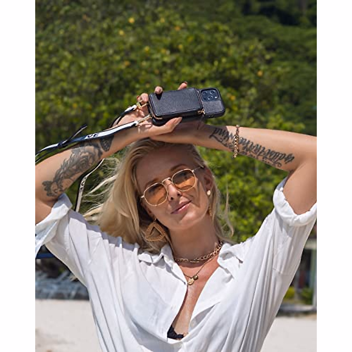 ZVE iPhone 13 Pro Wallet Case, iPhone 13 Pro Crossbody Case with Leather RFID Blocking Card Holder Crossbody Strap, Zipper Protective Cover Designed for Apple iPhone 13 Pro 6.1"-Black