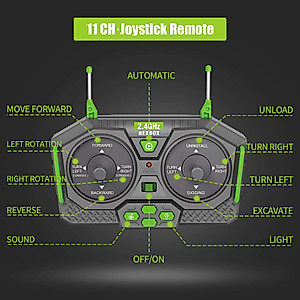 NEXBOX Remote Control Excavator Toys for Boys, RC Construction Equipment Vehicles for Kids Age 4-7 8 9 10 Year Old, Best Birthday Gifts Ideas, with Metal Shovel, 2.4Ghz