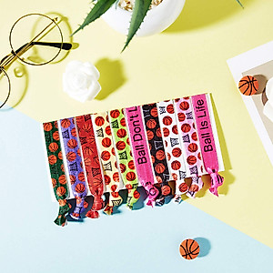 WILLBOND 30 Pieces Basketball Hair Accessories Basketball Hair Ties Elastics Ribbon Ties Sports Ponytail Holders No Crease Hairbands Gifts for Women Team Player