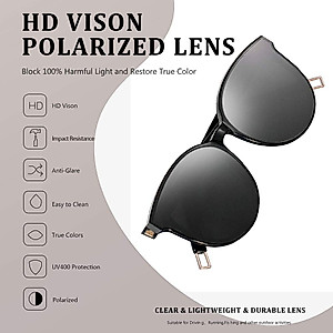 Polarized Oversized Sunglasses for Women Men Trendy Cateye Brown Sun Glasses Retro Large Frame Shades Transparent Brown and black