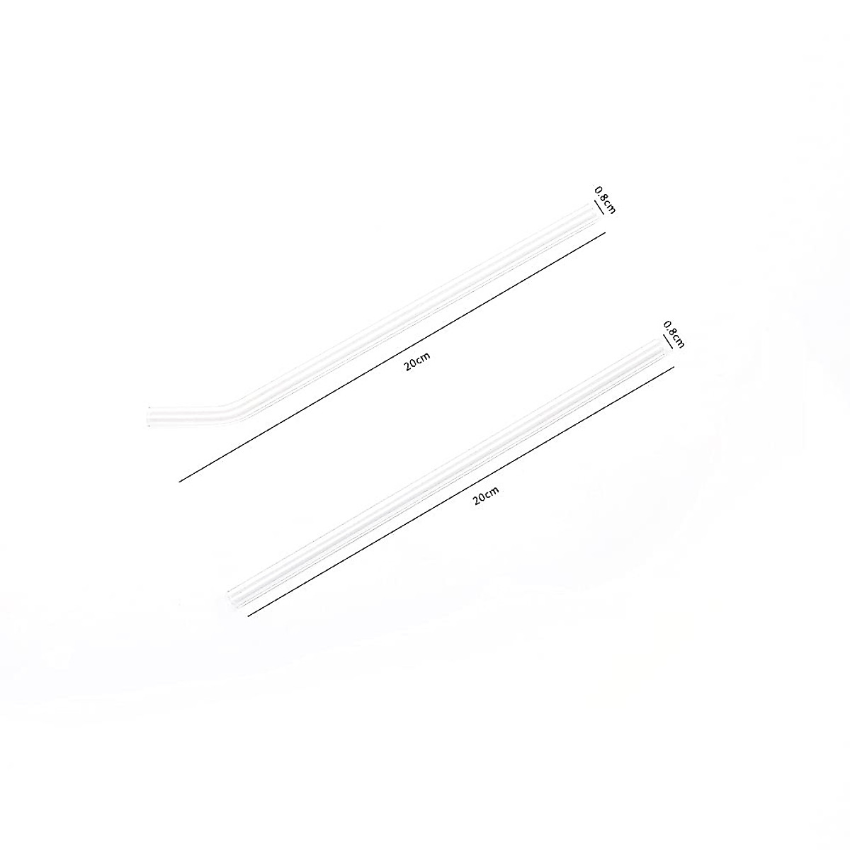 SOOMILE Reusable Glass Straws Set, Pack of 4 Clear Glass Straws With Cleaning Brush (2bent2straight)