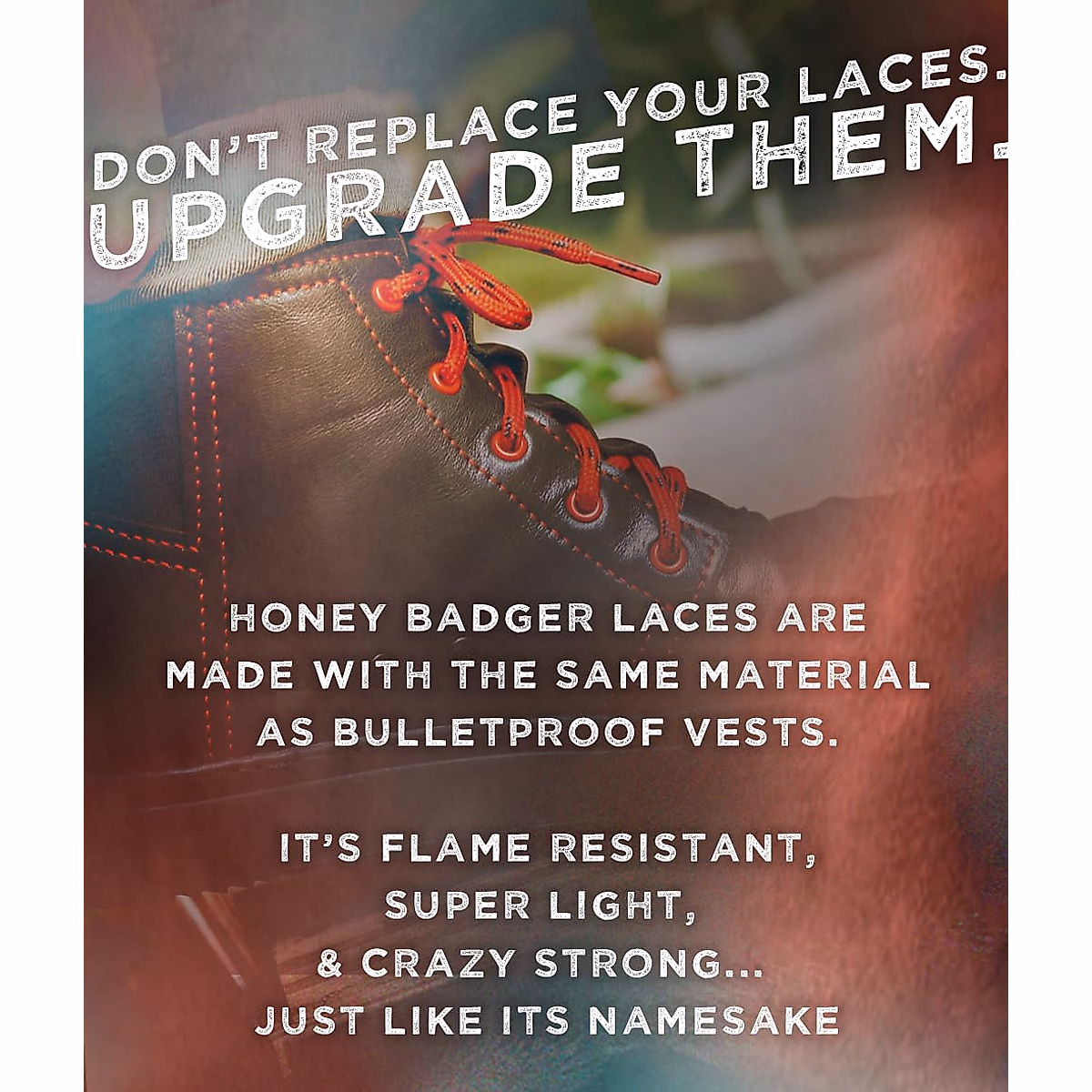 Mercury + Maia Honey Badger Boot Laces Heavy Duty w/Kevlar - Made in USA - Thick Bootlaces for Work and Hiking Boots - Brown Nat, 54 in (1p)