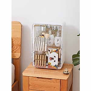 PEAKXCAN Large Double-Door Makeup Organizer with Drawers - Dustproof & Waterproof Cosmetic Storage for Women