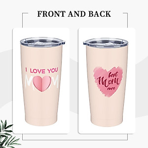 CHASOEA Love Tumbler 20oz Mom Stainless Steel Insulated Tumblers with Lid and Straw Heart Travel Coffee Mug Tea Wine Cups Water Bottle Holiday Gifts for Mom Women